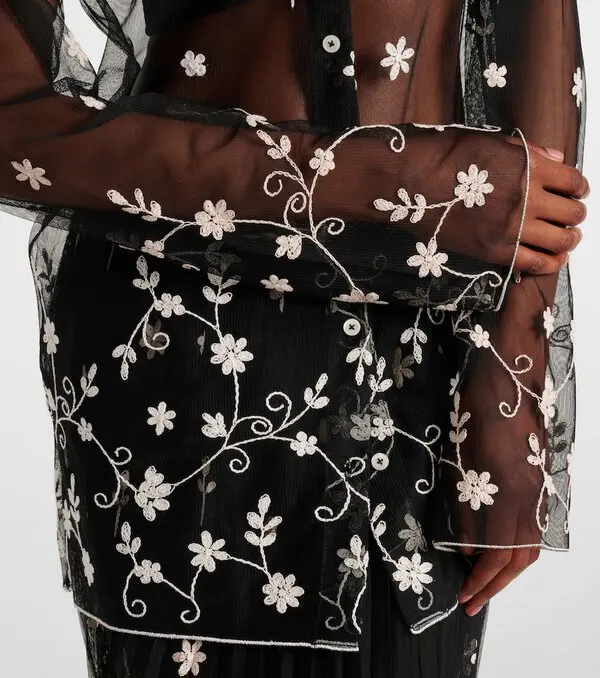 TOTEME Embroidered Semi-sheer Shirt - Black