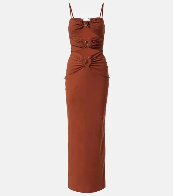 Christopher Esber Pierced Orbit Cutout Jersey Maxi Dress