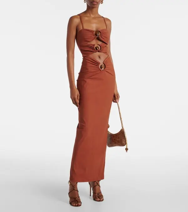 Christopher Esber Pierced Orbit Cutout Jersey Maxi Dress