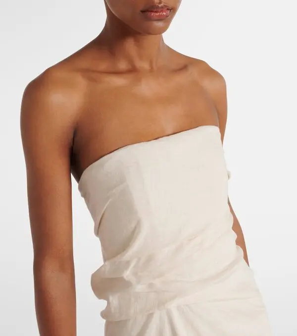 Staud Caravaggio Draped Linen Maxi Dress - Beige