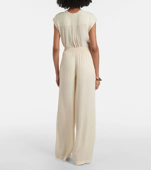JOSEPH Mawn Pleated Jacquard Wide-leg Pants - White