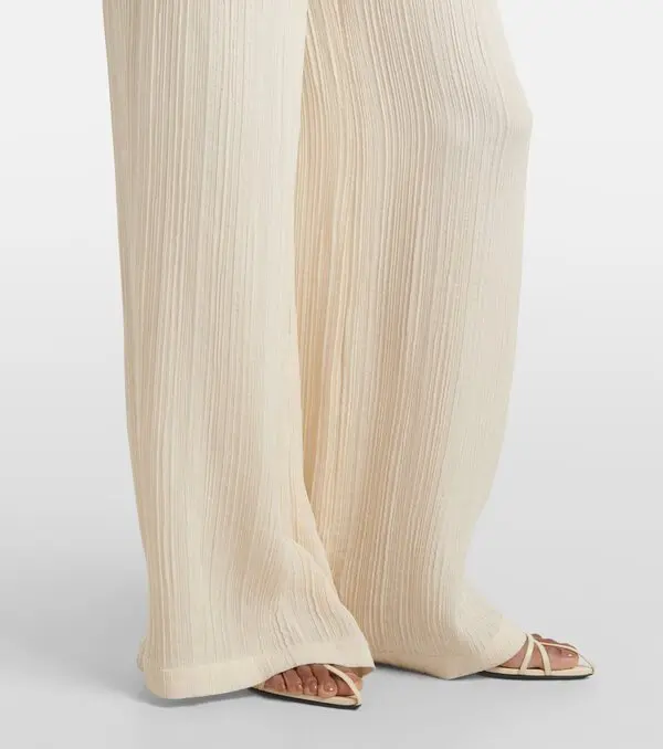 JOSEPH Mawn Pleated Jacquard Wide-leg Pants - White