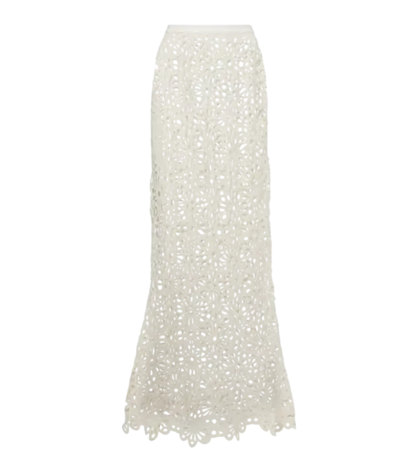 Norma Kamali Obie Floral Lace Maxi Skirt