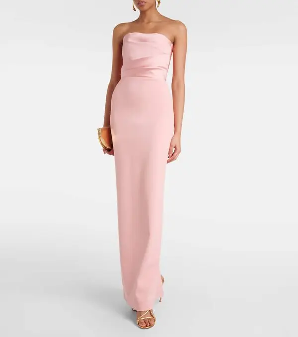 afra maxi dress Afra strapless satin and crepe maxi dress - cream