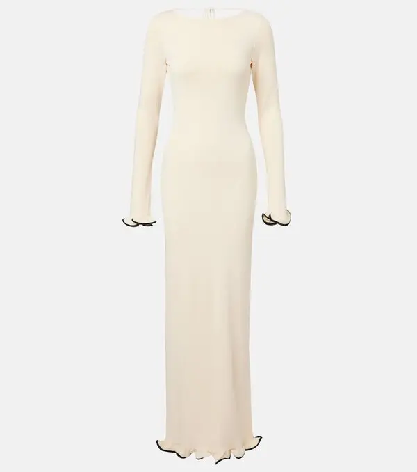 SAME Knitted Ruffled Maxi Dress - White
