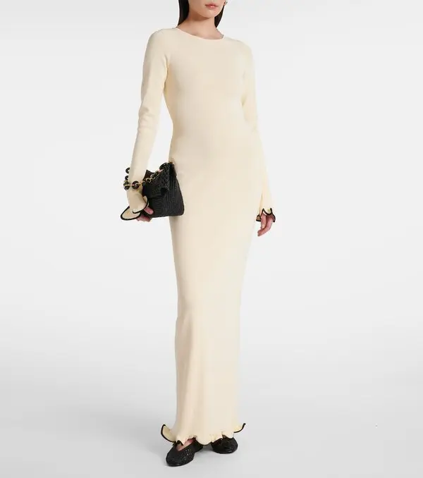 SAME Knitted Ruffled Maxi Dress