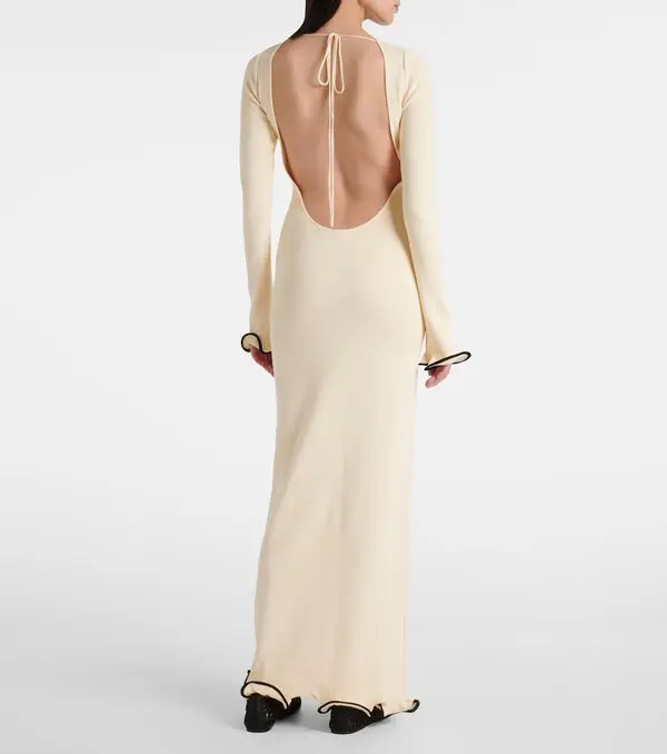 SAME Knitted Ruffled Maxi Dress