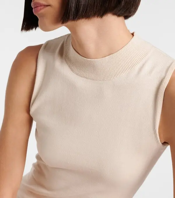 AYA MUSE Knitted Silk And Cotton Minidress - Beige