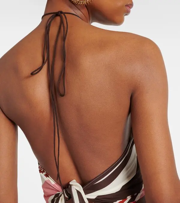SIR. Thistle Striped Open-back Silk Satin Top