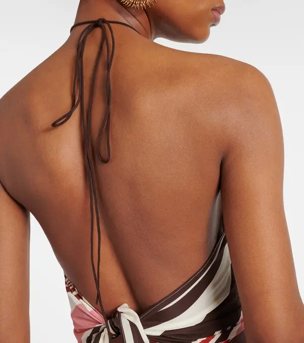 SIR. Thistle Striped Open-back Silk Satin Top