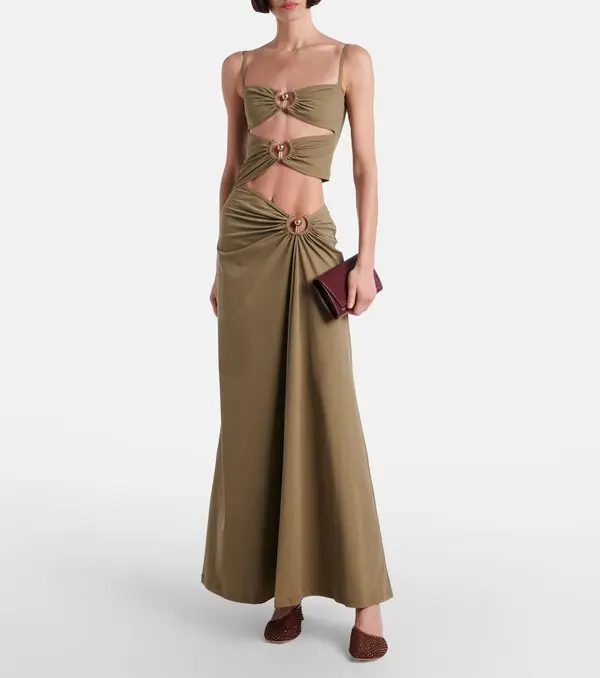 Christopher Esber Orbit Ruched Maxi Dress - Green