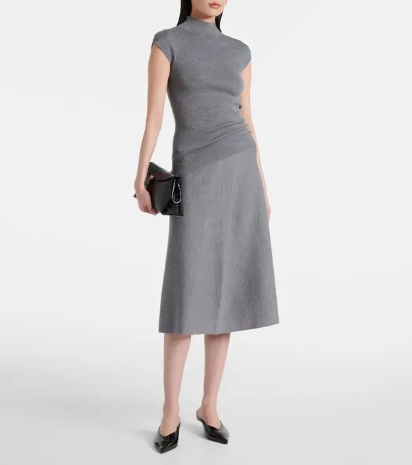 Jardin Des Orangers Wool High-rise Midi Skirt - Grey