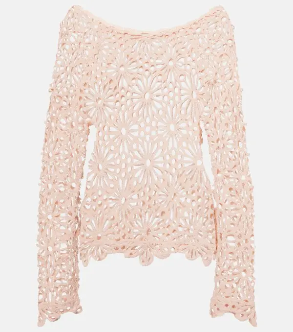 Norma Kamali Crochet Cotton-blend Top - Pink