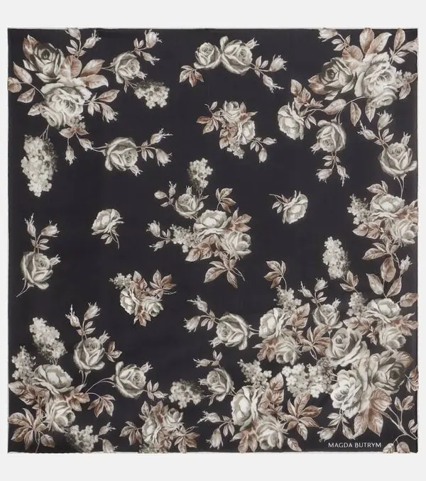 Magda Butrym Floral Silk Scarf - Black