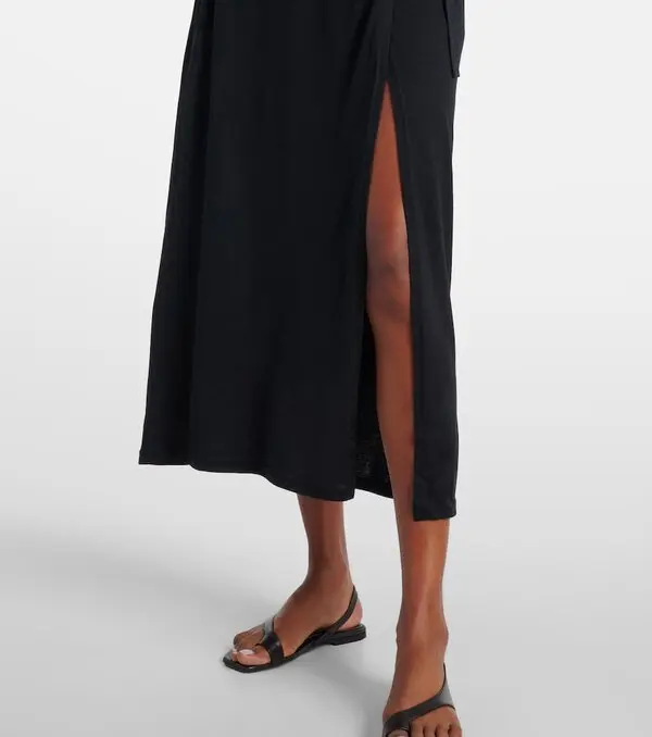 TOTEME Cotton And Silk Blend Midi Skirt - Black