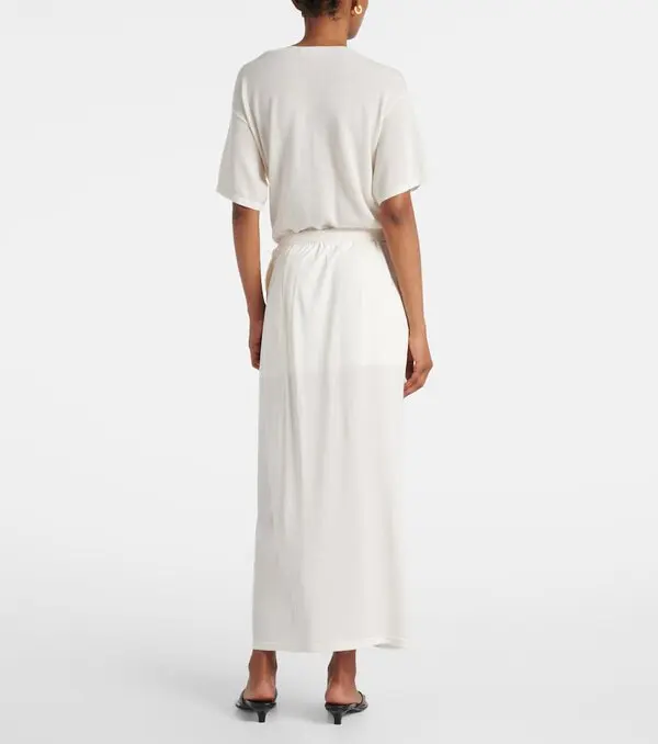 TOTEME Cotton And Silk Blend Midi Skirt - White