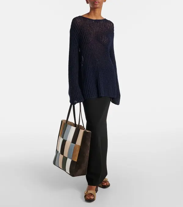 Khaite Elowen Open-knit Cotton-blend Sweater - Blue