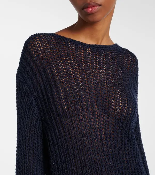 Khaite Elowen Open-knit Cotton-blend Sweater - Blue