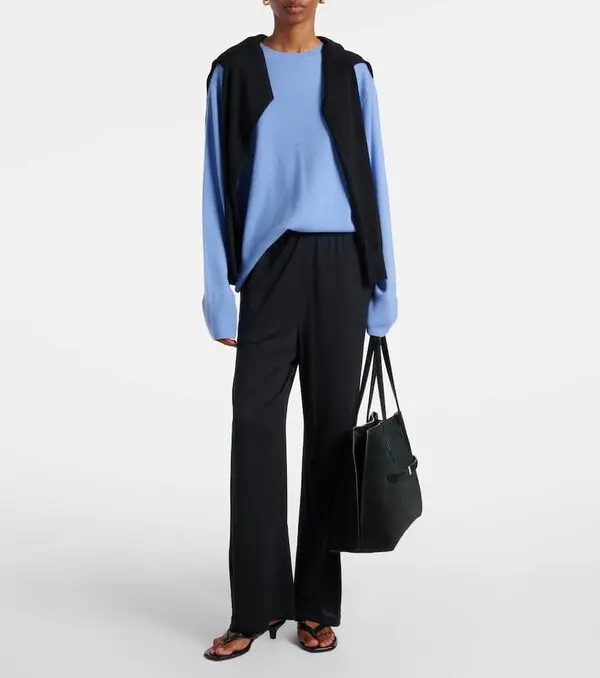 TOTEME Cotton And Silk Straight Pants - Black