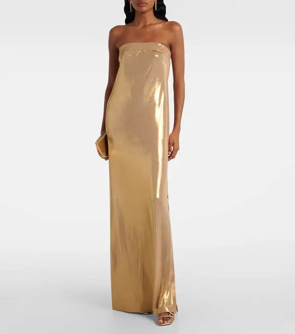Norma Kamali Strapless Lamé Gown