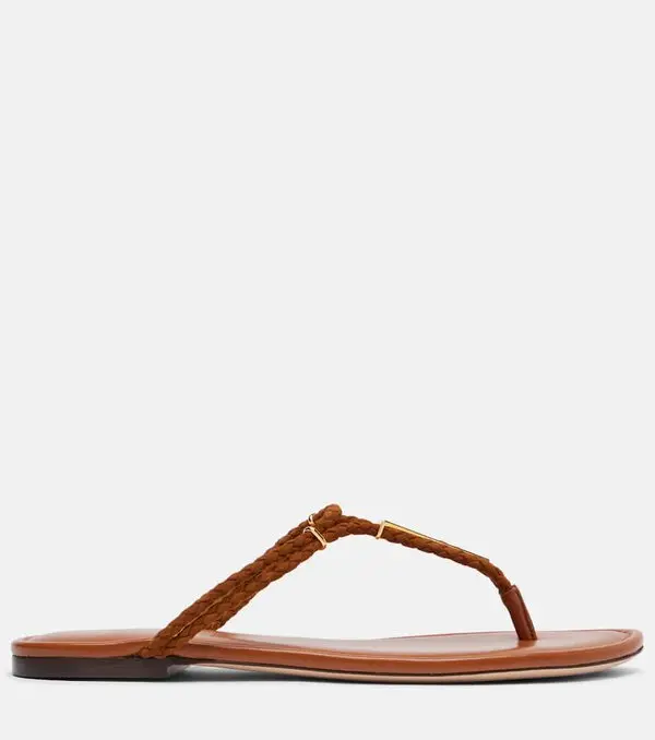 TOM FORD Braided Leather Thong Sandals