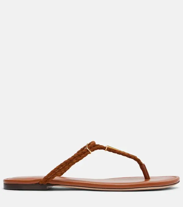 TOM FORD Braided Leather Thong Sandals