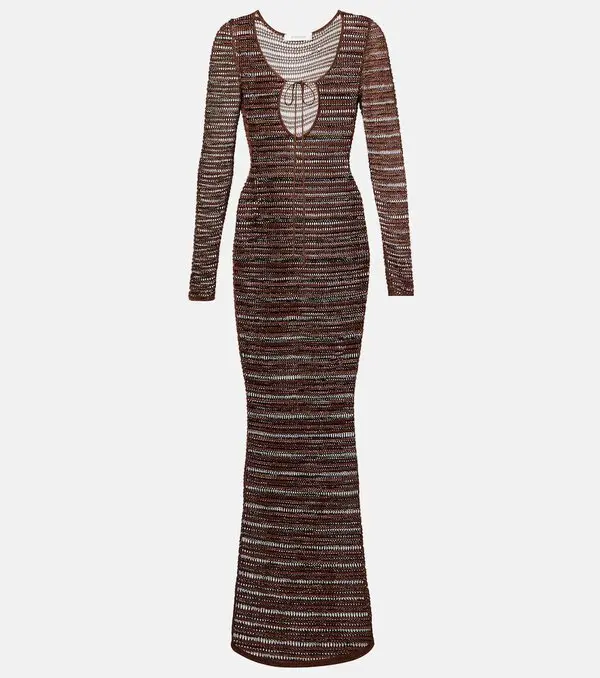 AYA MUSE Open-knit Maxi Dress - Brown