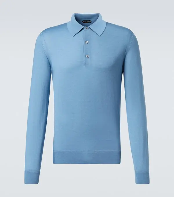 TOM FORD Cashmere And Silk Polo Shirt - Blue