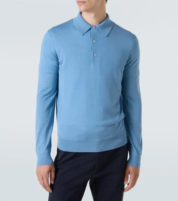 TOM FORD Cashmere And Silk Polo Shirt - Blue