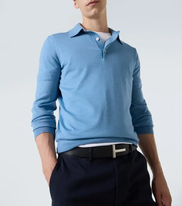 TOM FORD Cashmere And Silk Polo Shirt - Blue