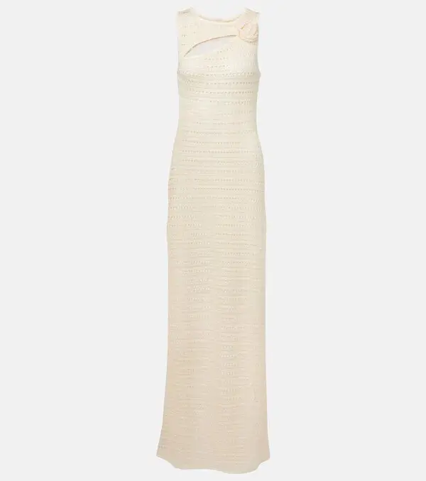SAME Name Crochet Maxi Dress With Floral Appliqu - Yellow