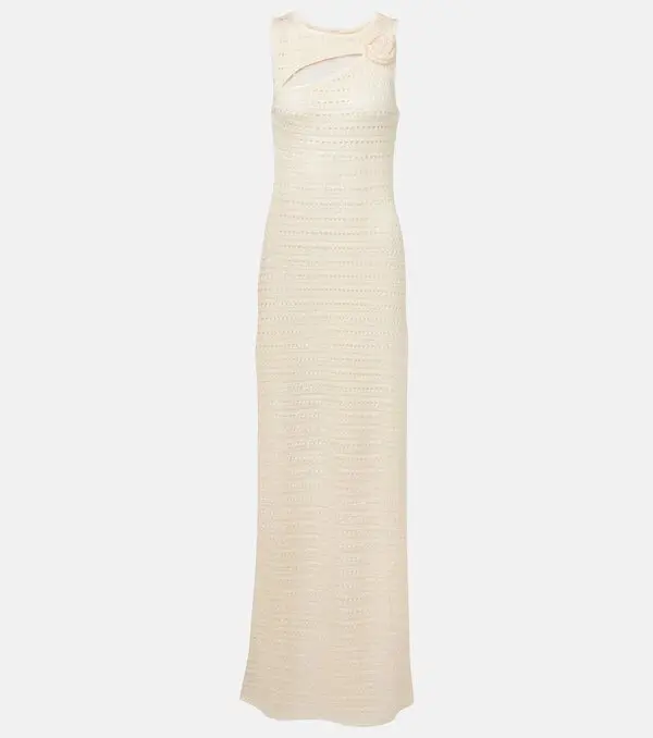 SAME Name Crochet Maxi Dress With Floral Appliqu - Yellow