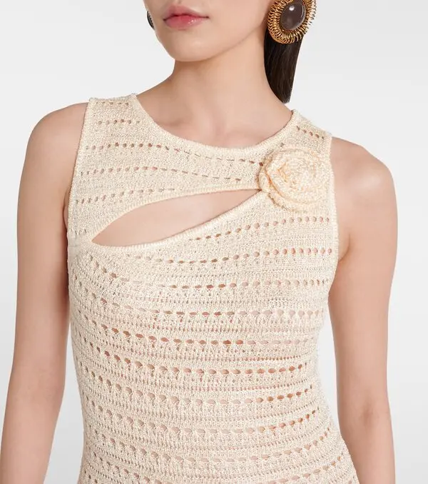 SAME Name Crochet Maxi Dress With Floral Appliqu - Yellow