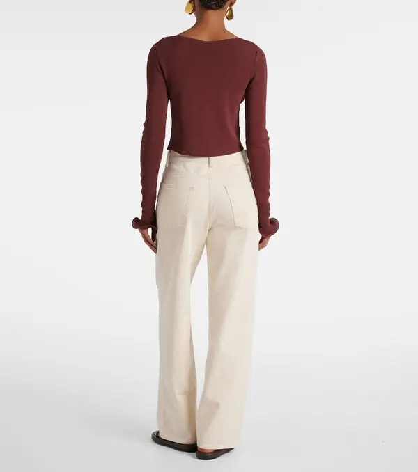 SAME Knitted Ruffled Top - Brown