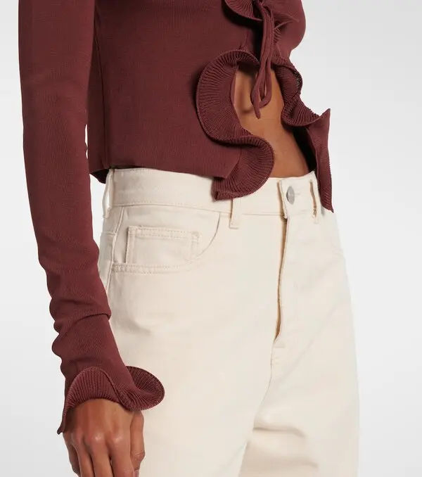 SAME Knitted Ruffled Top - Brown