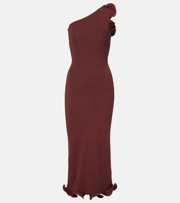 SAME Knitted Ruffled Midi Dress