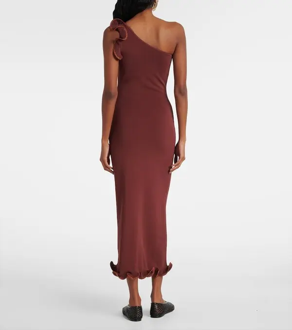 SAME Knitted Ruffled Midi Dress
