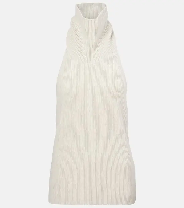 LISA YANG Maddie Cashmere Turtleneck Top - Beige