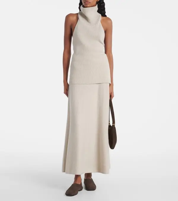 LISA YANG Maddie Cashmere Turtleneck Top - Beige