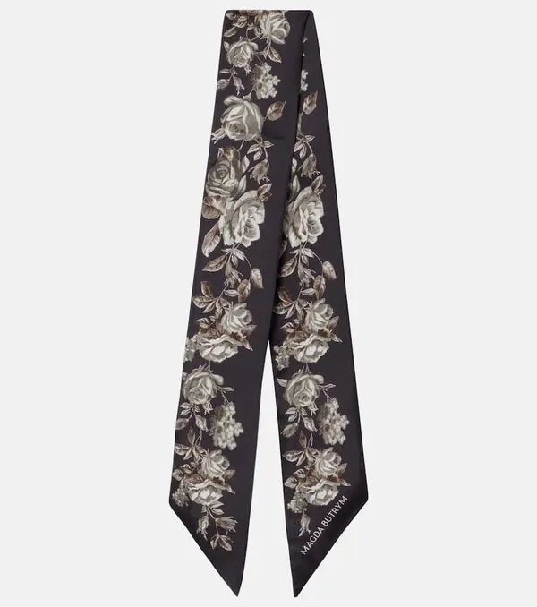 Magda Butrym Floral Silk Scarf - Black