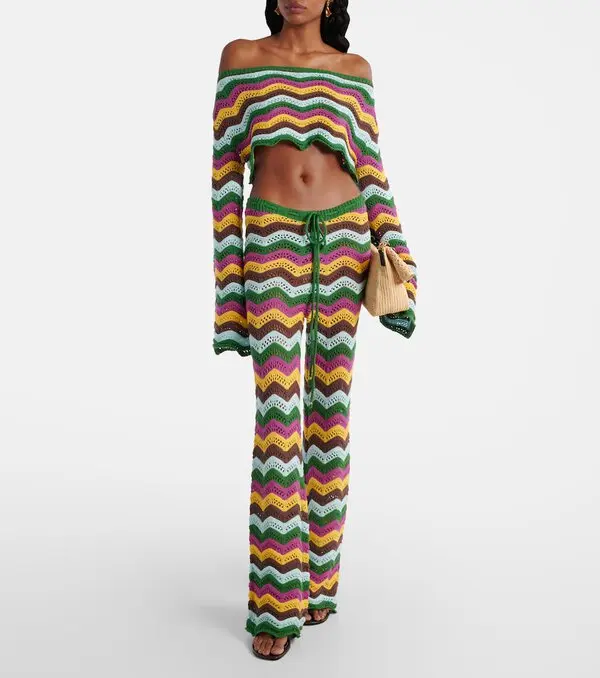 BANANHOT Helena Striped Cotton-blend Crop Top - Multicoloured