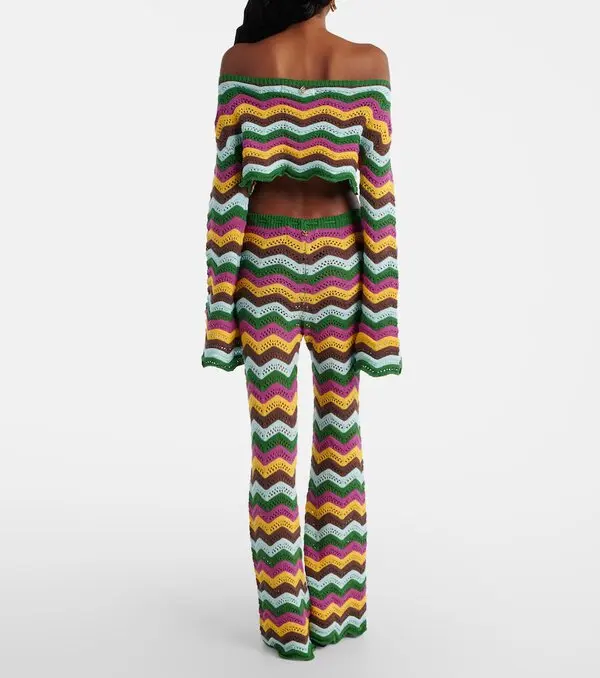 BANANHOT Helena Striped Cotton-blend Crop Top - Multicoloured