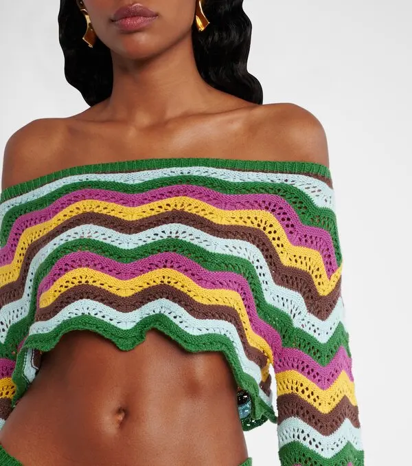 BANANHOT Helena Striped Cotton-blend Crop Top - Multicoloured
