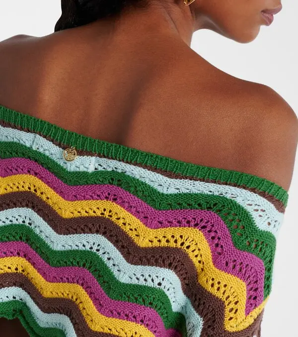 BANANHOT Helena Striped Cotton-blend Crop Top - Multicoloured