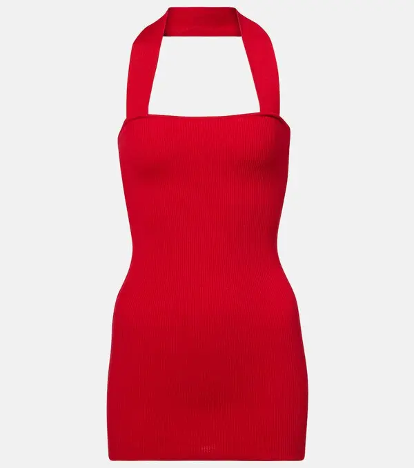 AYA MUSE Ribbed-knit Mini Dress - Red