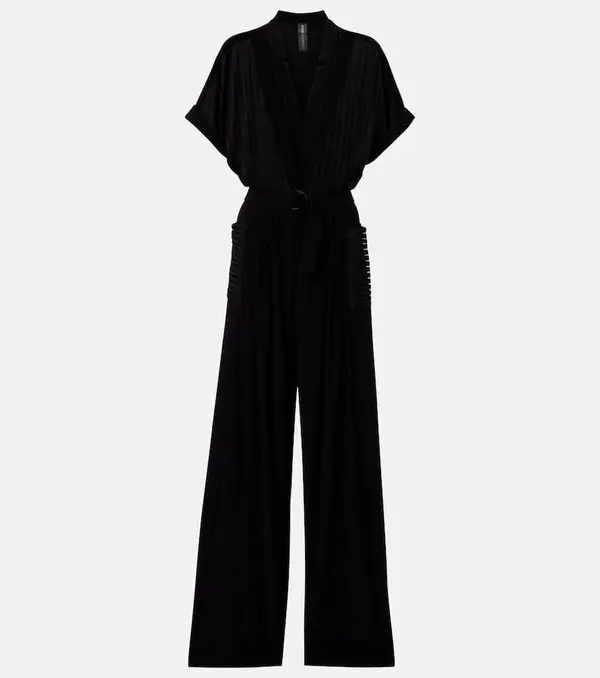Norma Kamali Geralyn Striped Semi-sheer Jumpsuit - Black