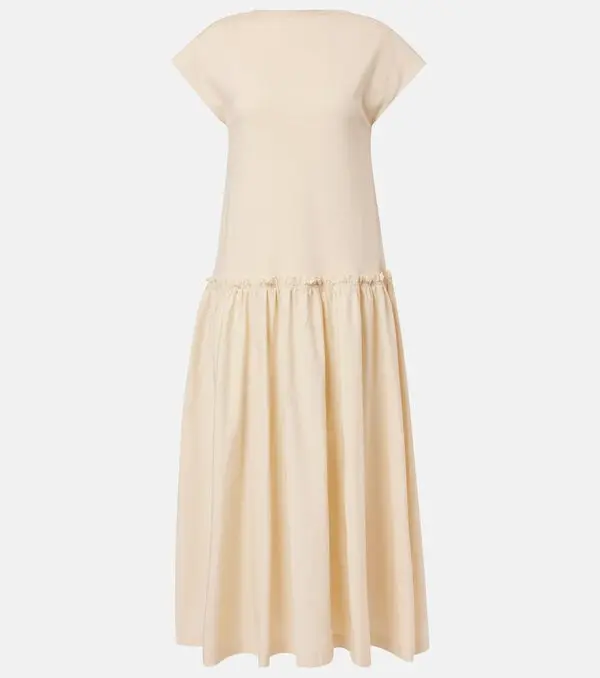 JOSEPH Cotton Poplin Jersey Maxi Dress - Beige