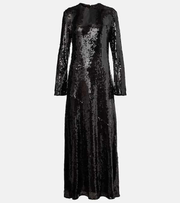 rotate sequined maxi dress Rotate Sequin and ruffle maxi dress with sheer panels