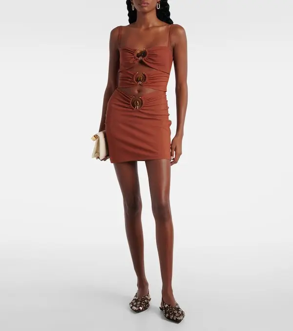 Christopher Esber Pierced Orbit Cutout Jersey Minidress