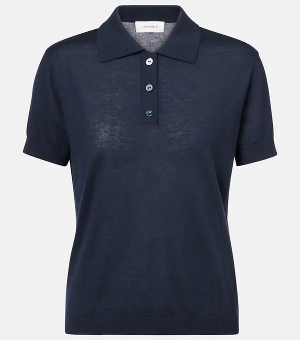 LISA YANG Nai Knitted Cashmere Polo Shirt - Blue